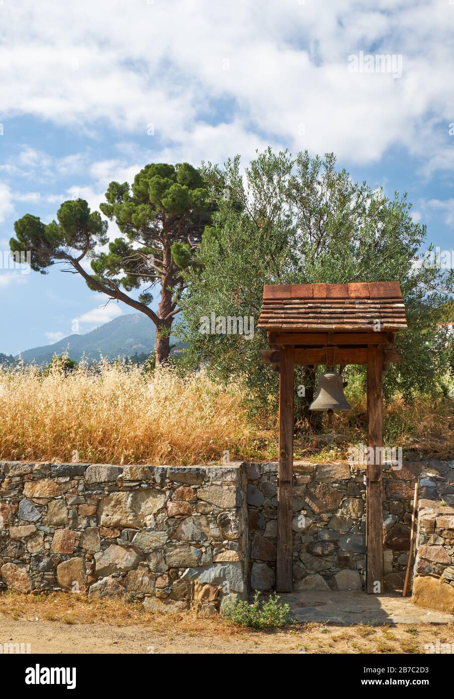 The view of the Panagia Podithou church bell in the upper Solea valley ...