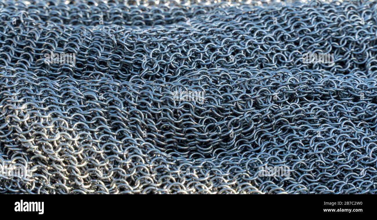 Real handmade chainmail texture close up. Background from metal rings, hauberk Stock Photo - Alamy