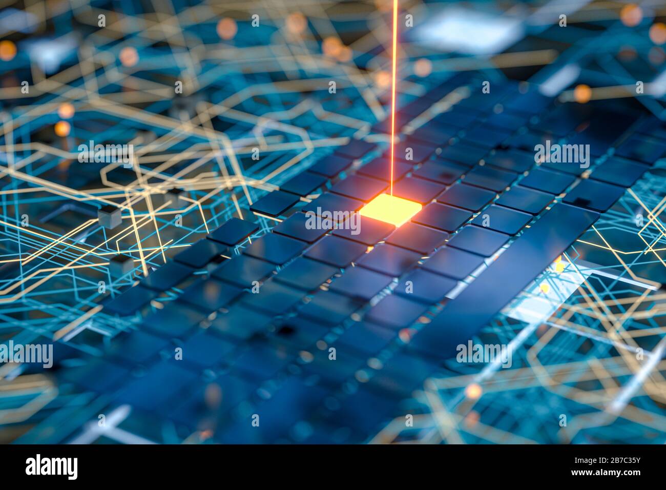 Circuit board and current data, data background, 3d rendering. Computer ...