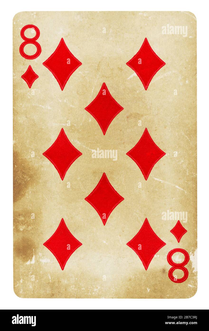 Eight of Diamonds Vintage playing card - isolated on white (clipping ...