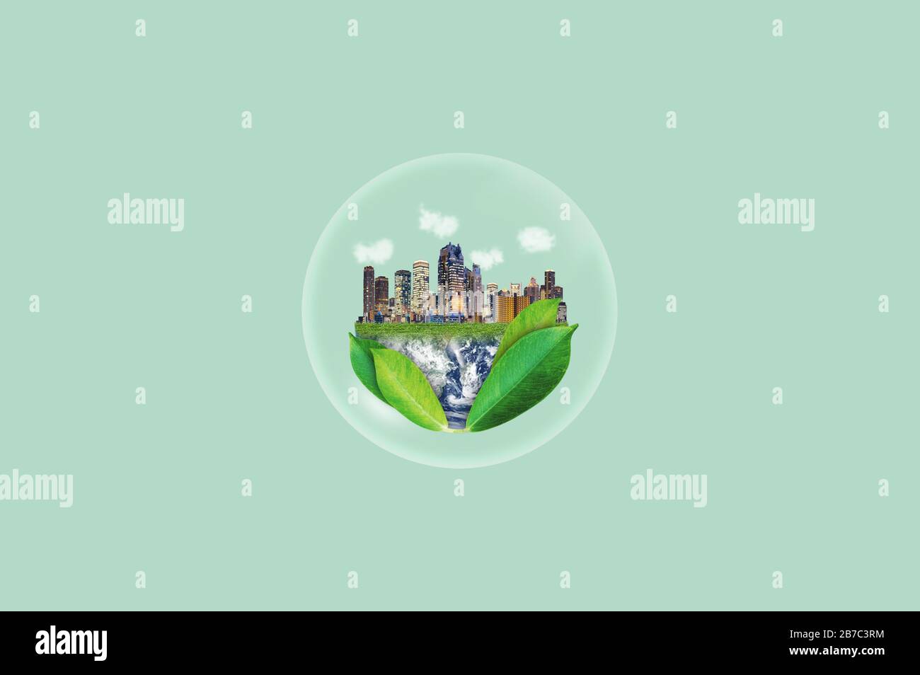 Eco-friendly, green city concepts and environment conservation. Element ...