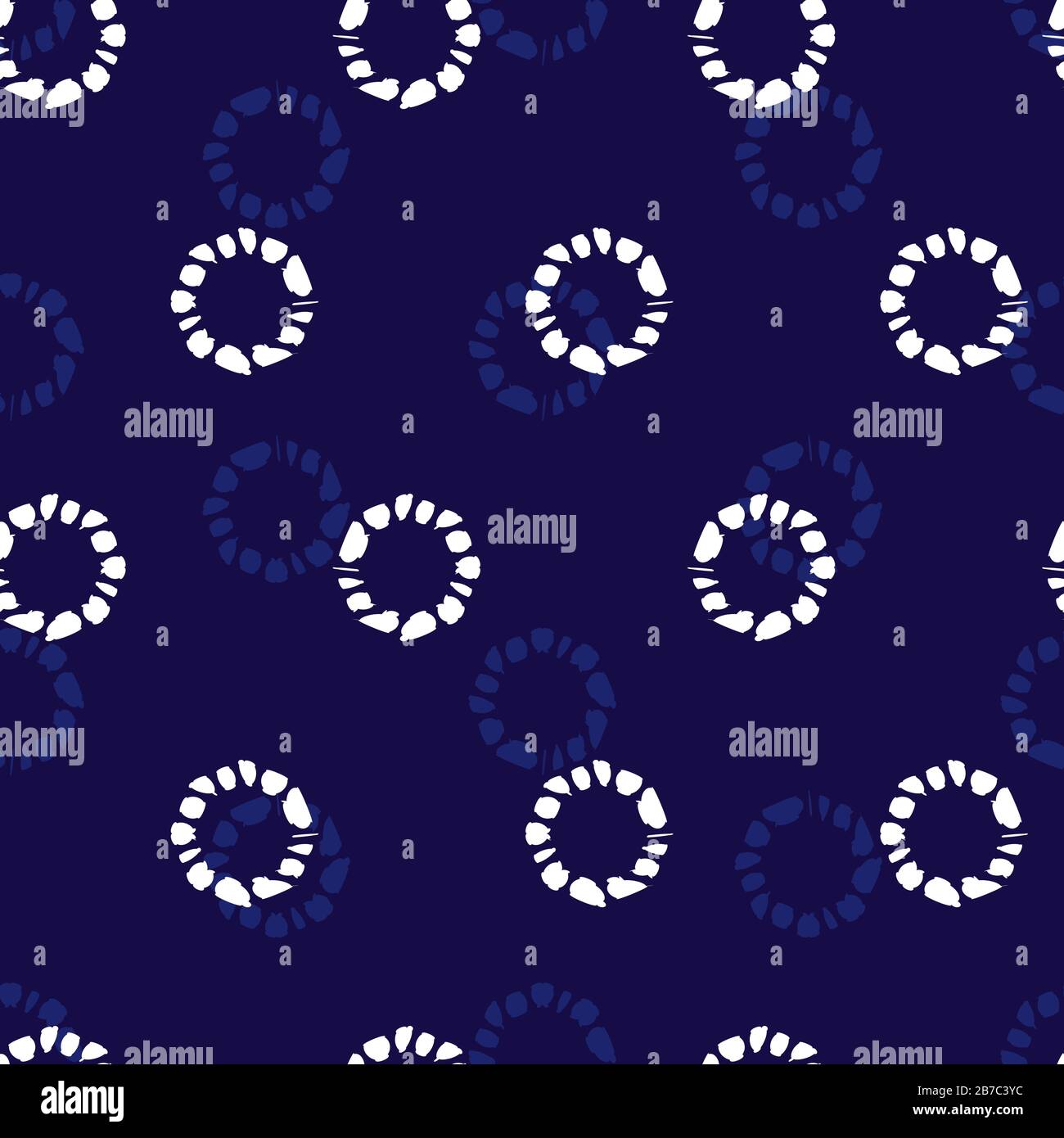 Vector blue shibori circle seamless pattern. Suitable for textile, gift ...