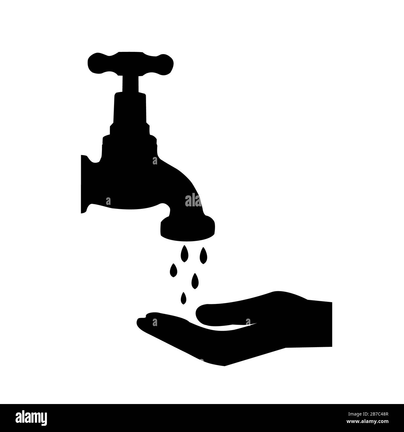 tap with hands in silhouette with white background Stock Photo - Alamy