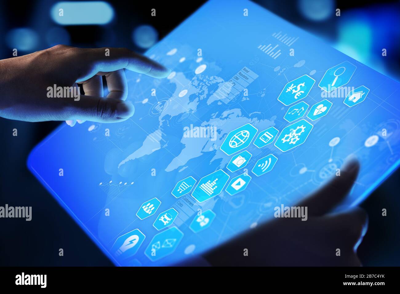 Business intelligence, Data analysis dashboard with icons charts and ...