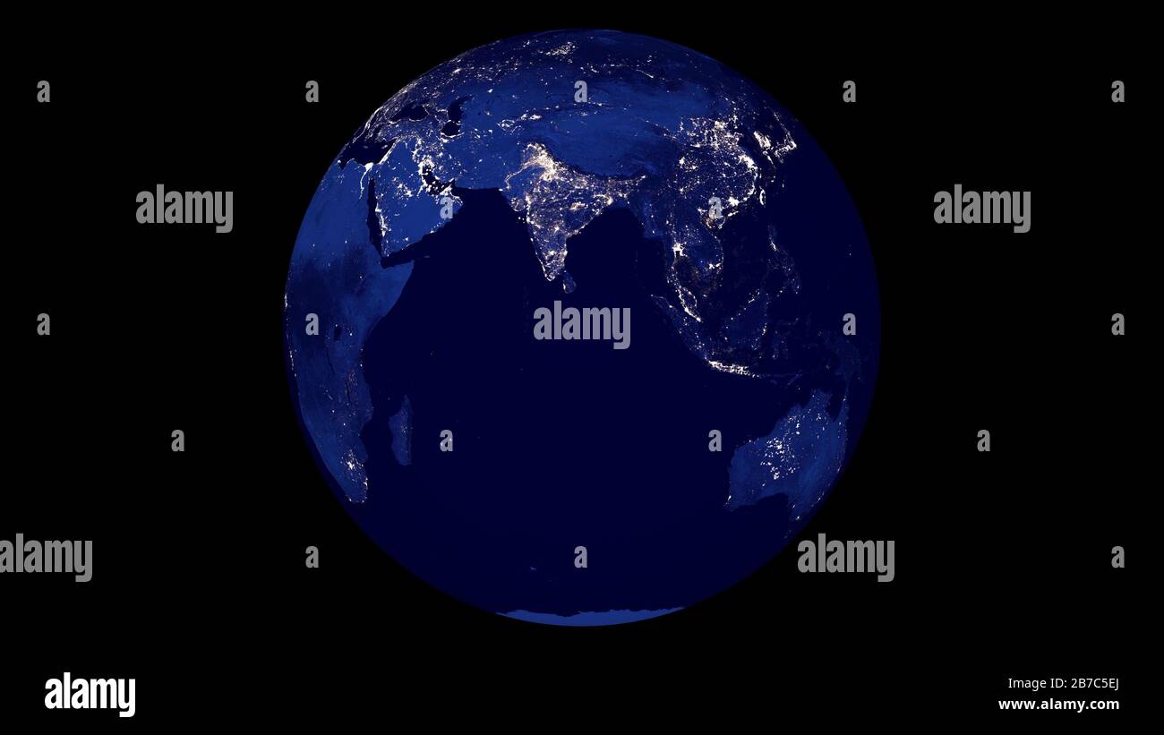 Planet earth from the space at night Stock Photo - Alamy