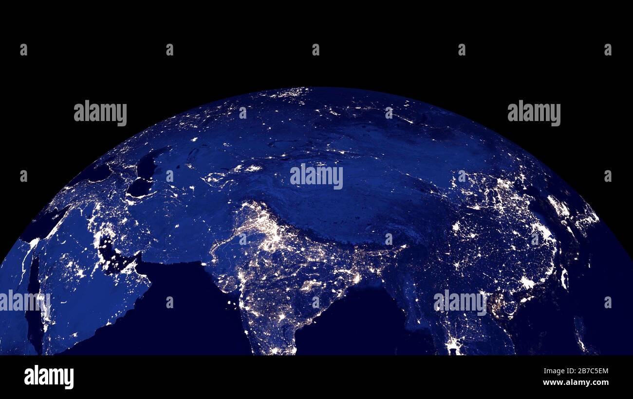 Planet earth from the space at night Stock Photo - Alamy