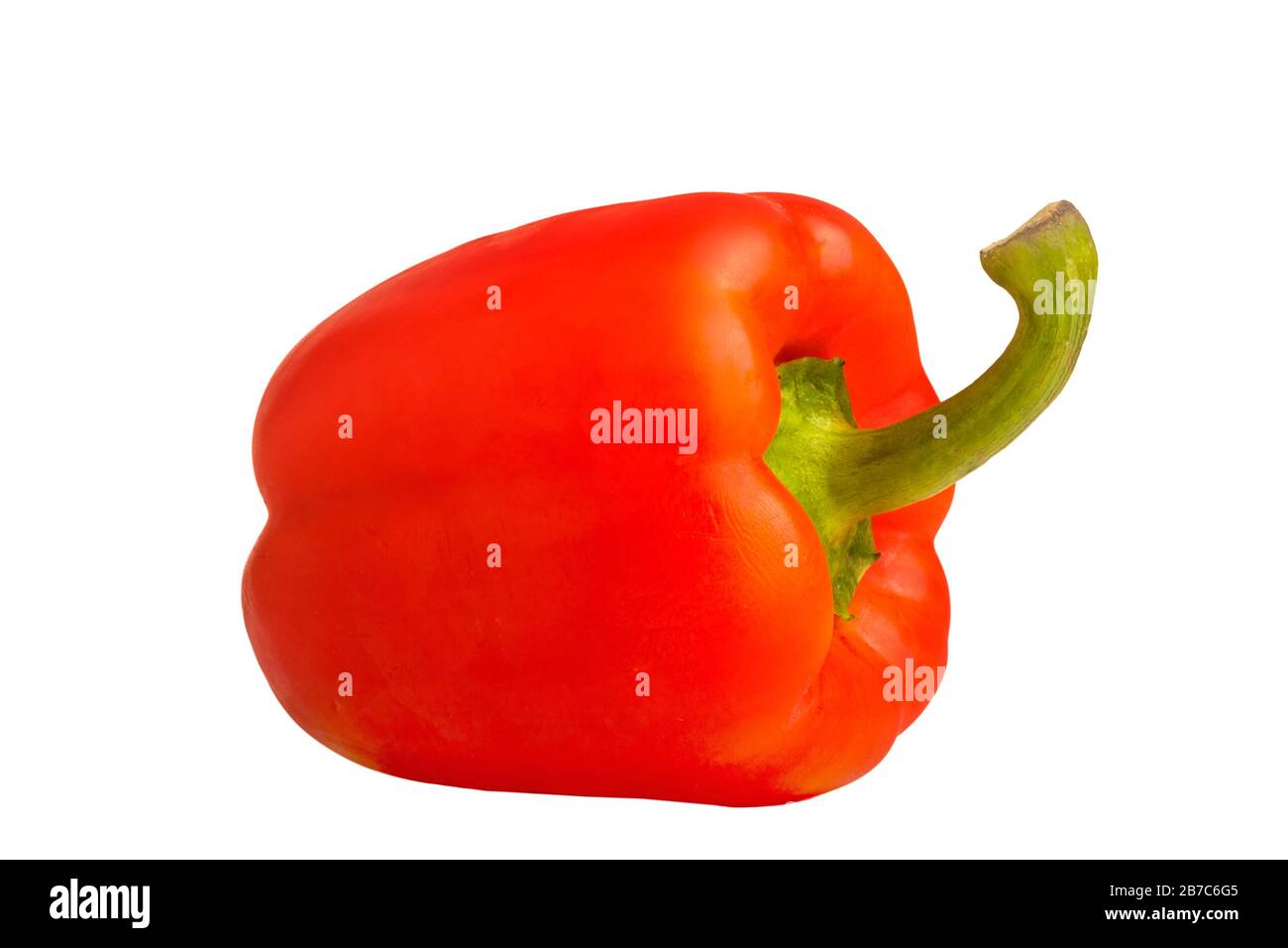 image of one red bell pepper on a white background Stock Photo - Alamy