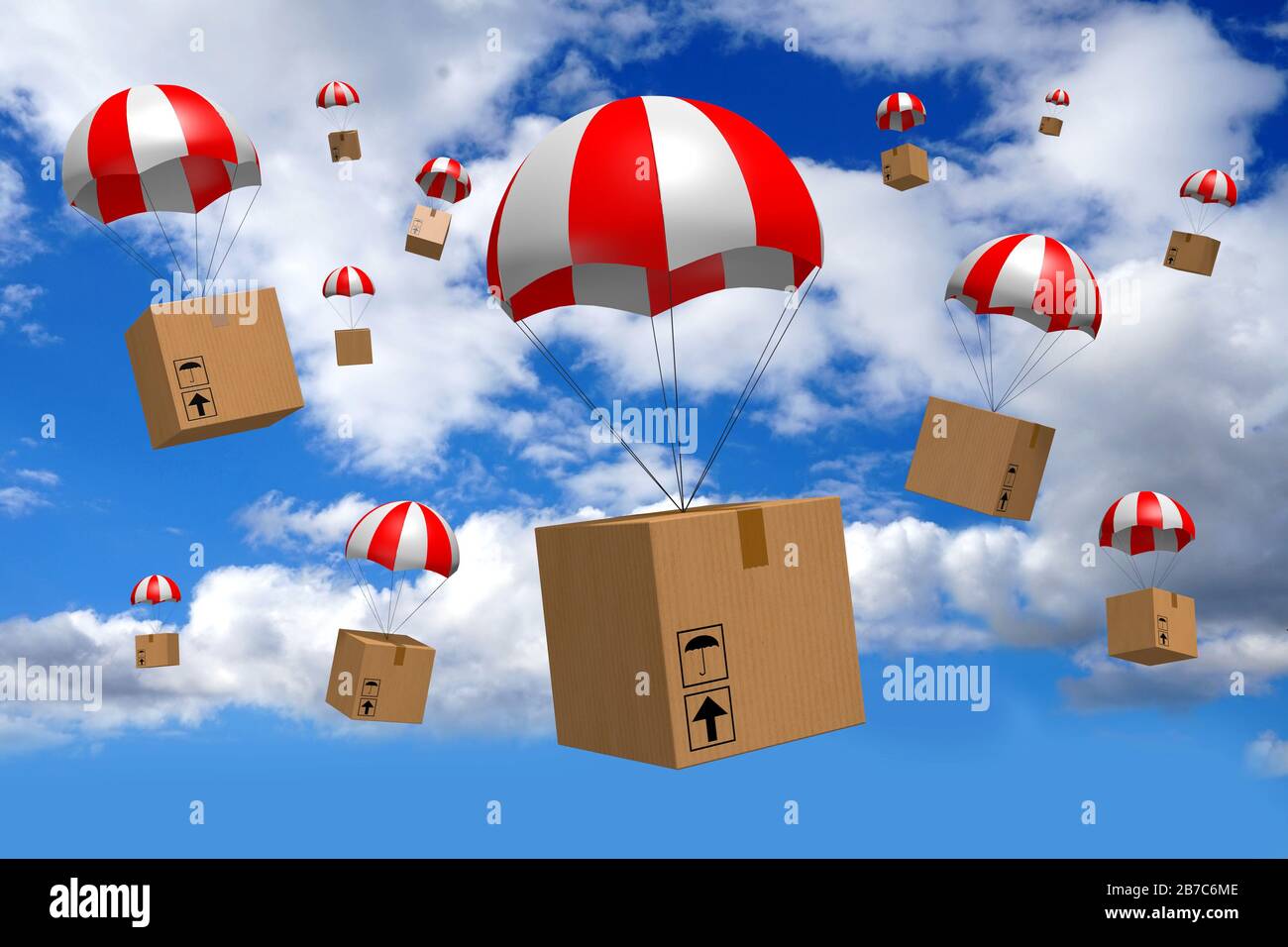 Parachute, delivery concept - 3D rendering Stock Photo - Alamy