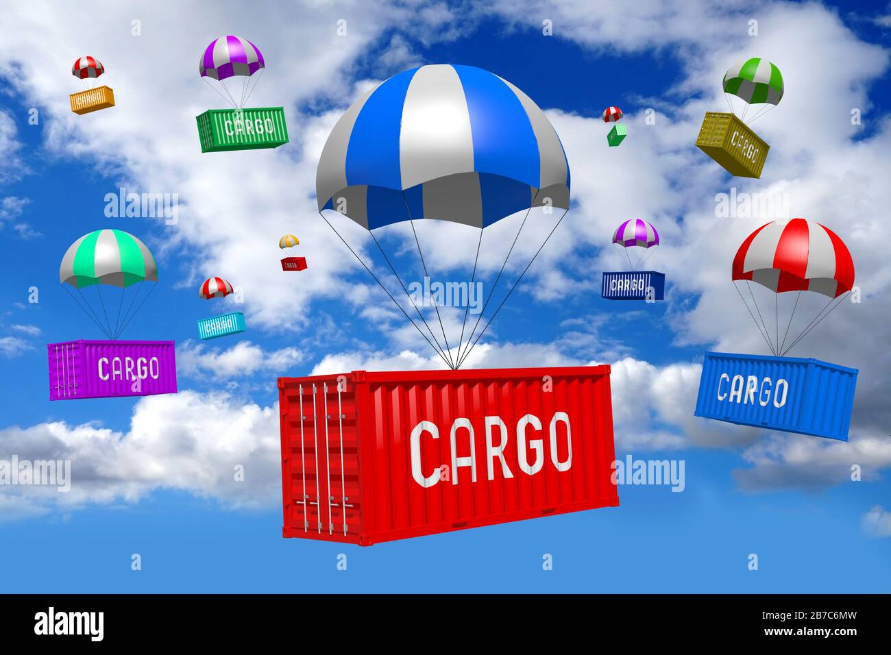 Parachute, delivery concept - 3D rendering Stock Photo - Alamy