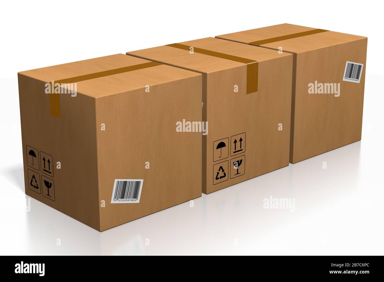 Parcels isolated on white background - 3D rendering Stock Photo - Alamy
