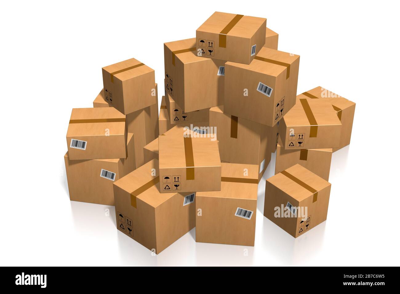 Parcels isolated on white background - 3D rendering Stock Photo - Alamy