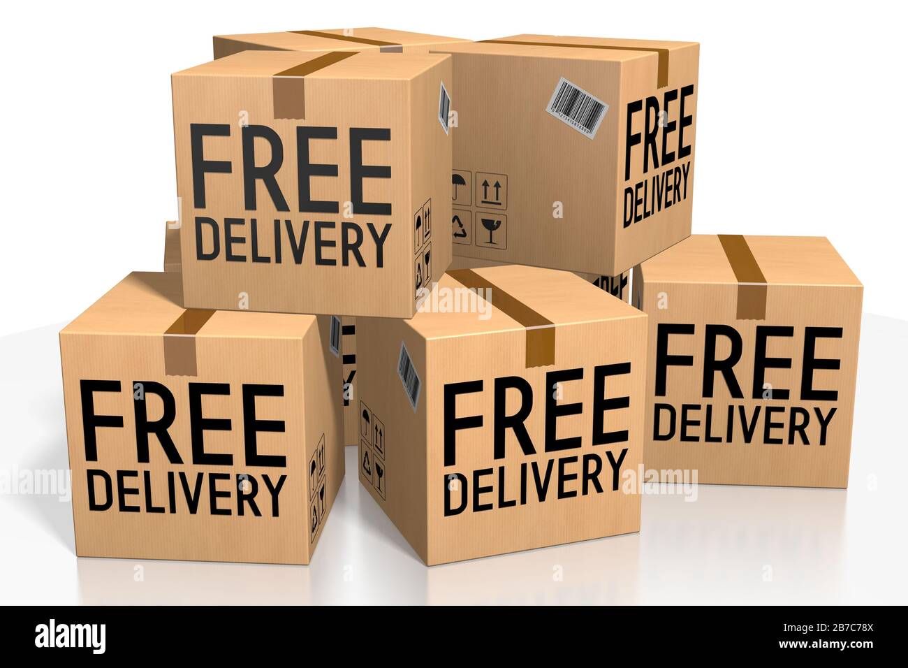 Free package delivery concept - 3D rendering Stock Photo - Alamy