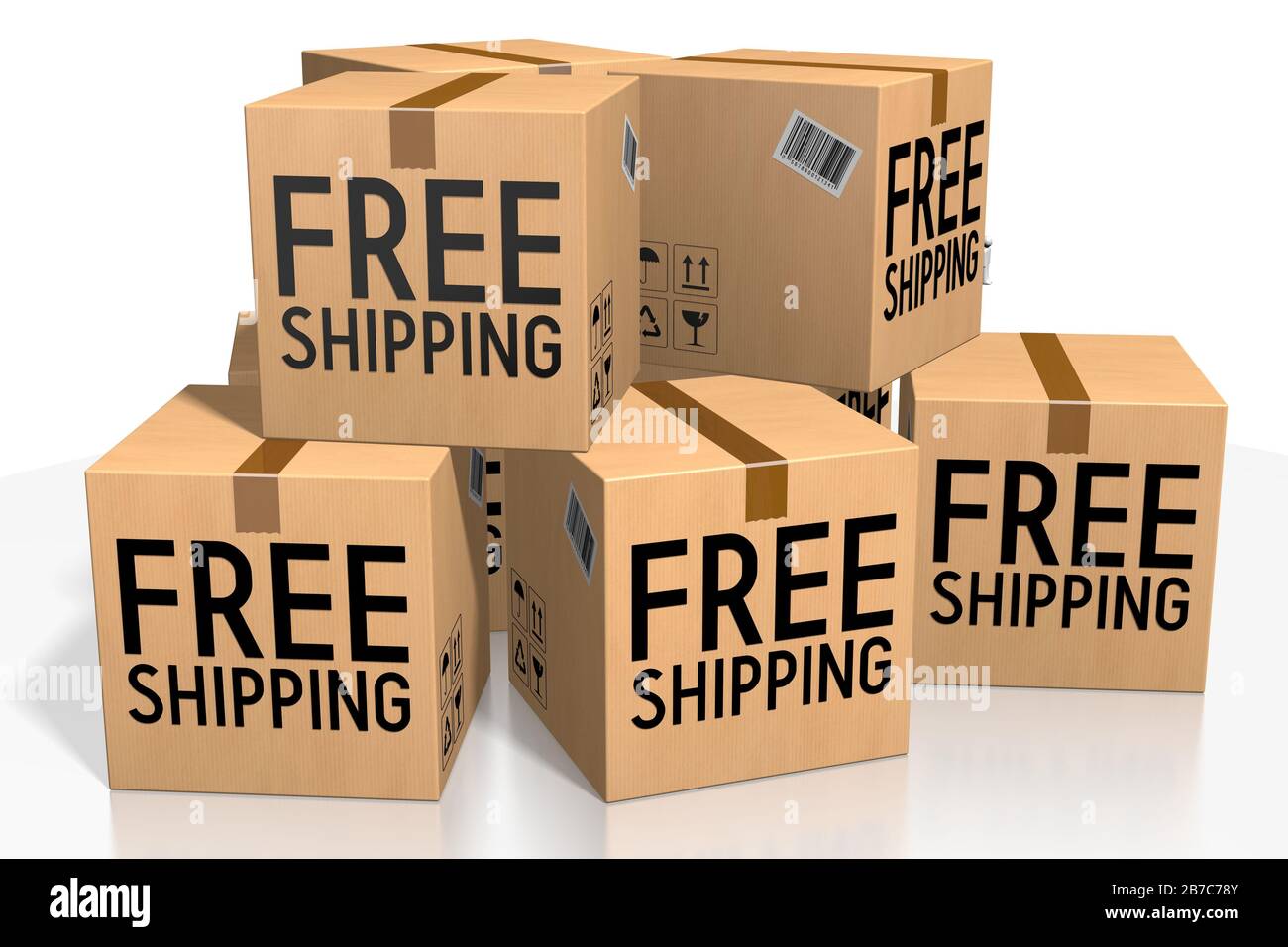Free package shipping concept - 3D rendering Stock Photo - Alamy