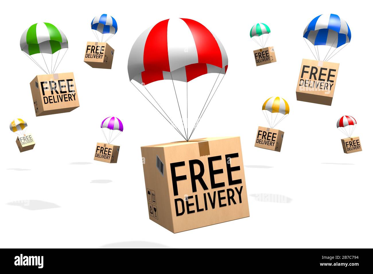 Free package delivery concept - 3D rendering Stock Photo - Alamy