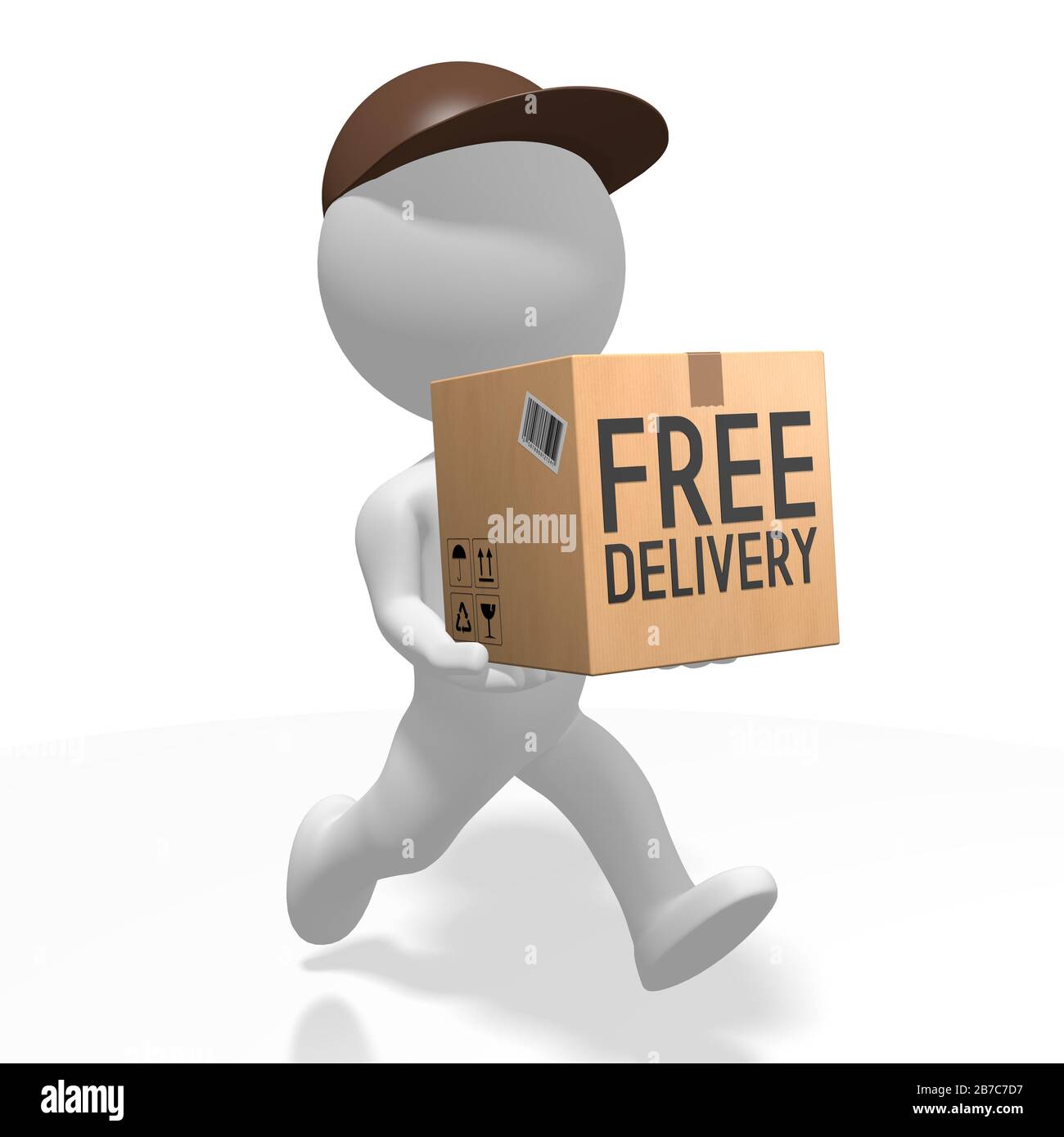 Free package delivery concept, courier - 3D rendering Stock Photo - Alamy