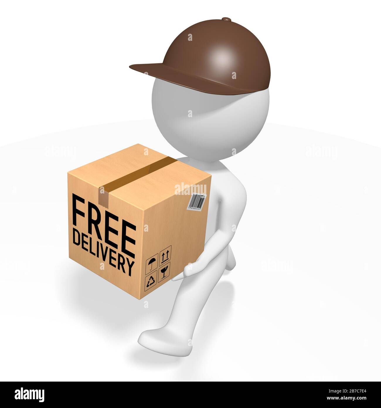 Free package delivery concept, courier - 3D rendering Stock Photo - Alamy