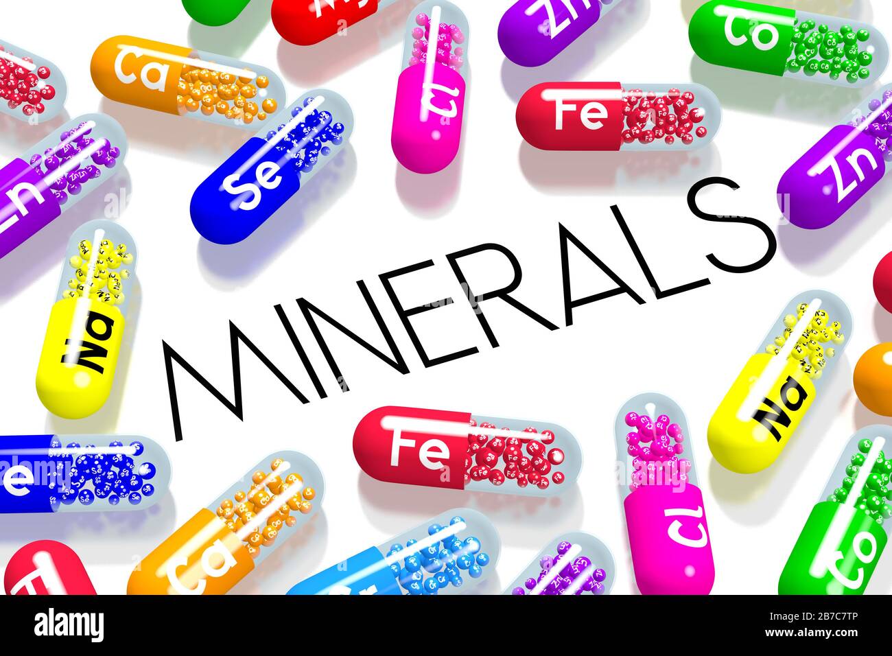 Minerals concept - colorful pills Stock Photo - Alamy