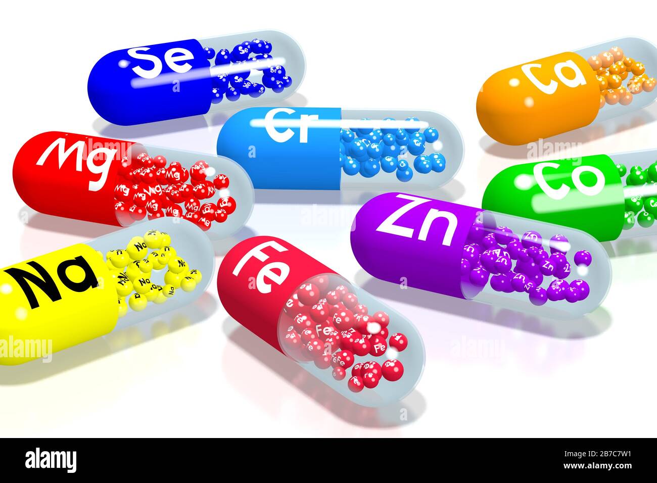 Minerals concept - colorful pills Stock Photo - Alamy
