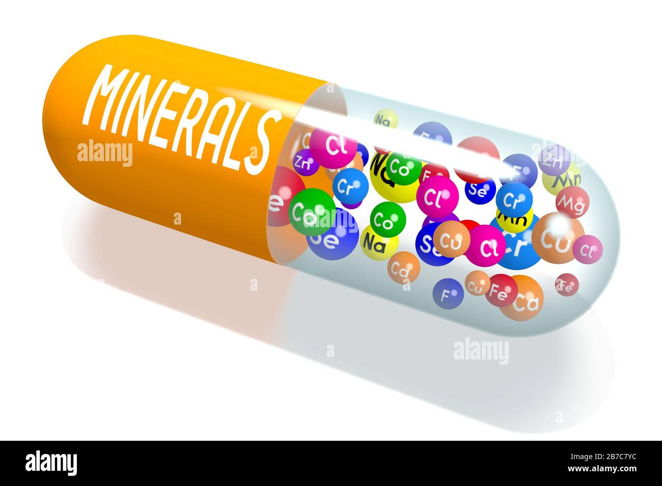 Minerals concept - orange capsule Stock Photo - Alamy