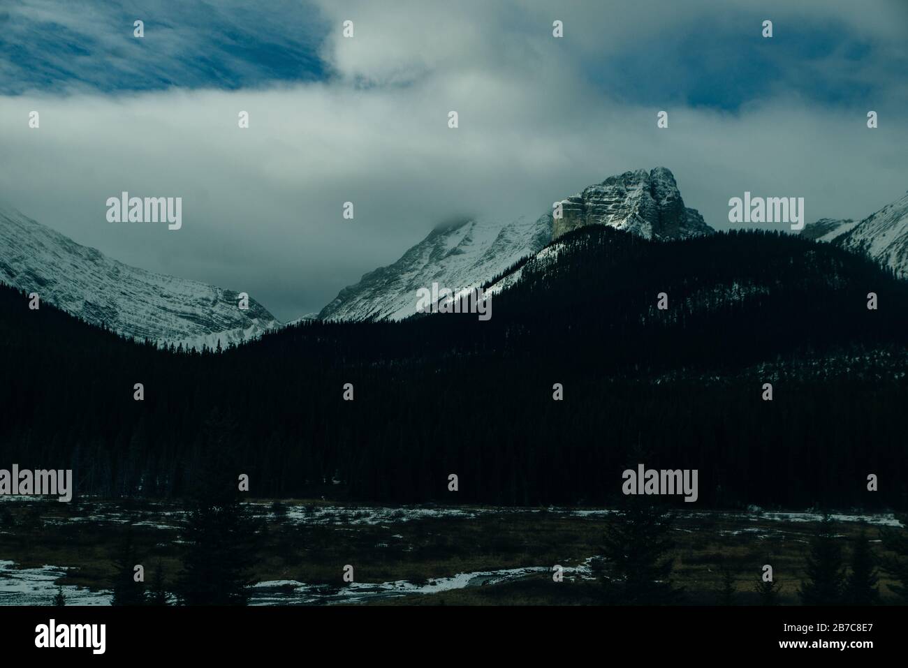 Serene sunrise at the Spray Lakes Reservoir is a reservoir in Alberta ...
