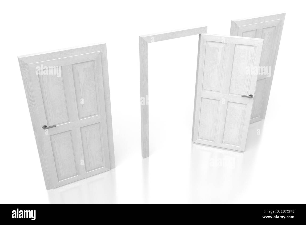 3D three doors concept Stock Photo - Alamy
