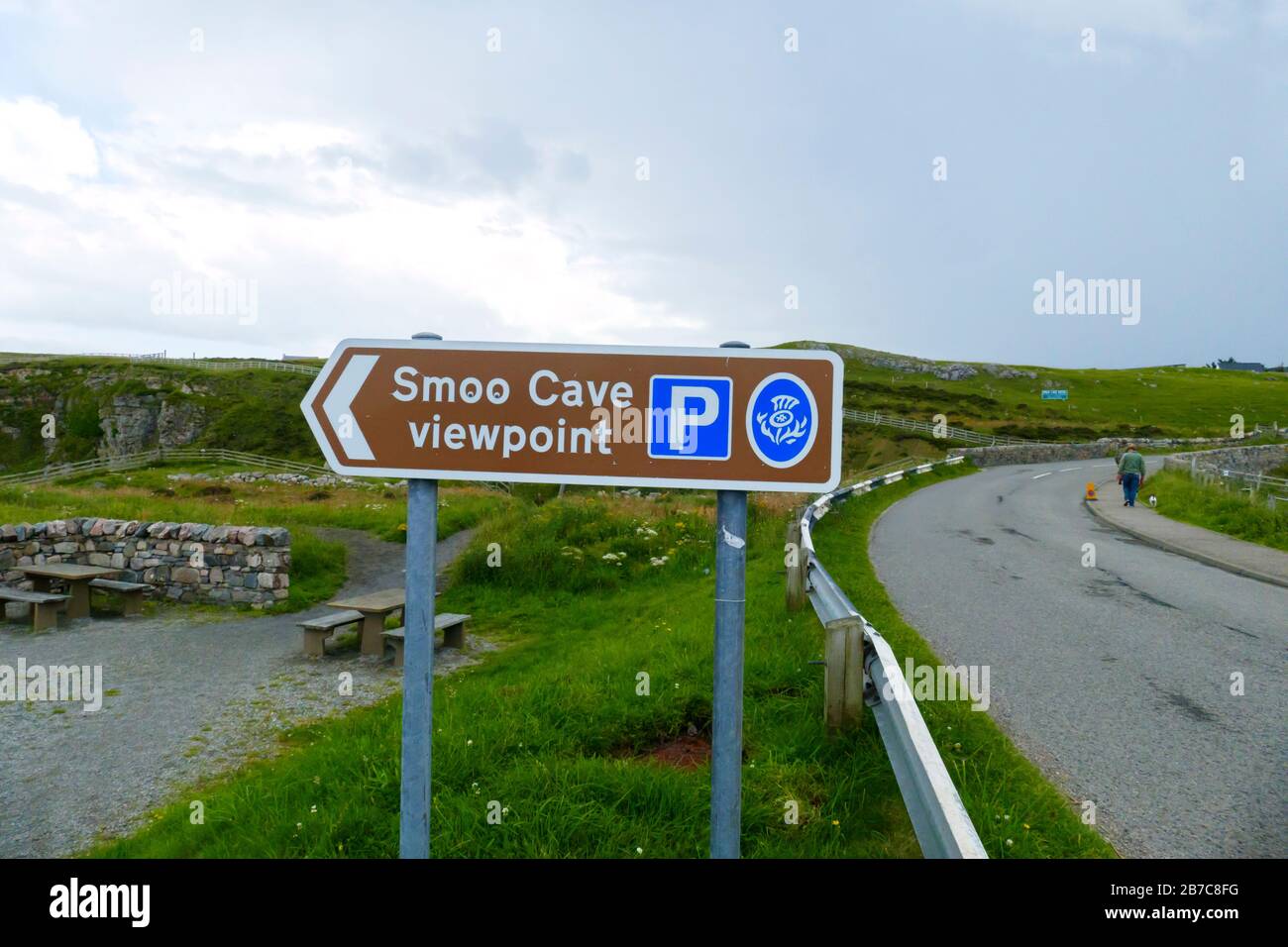 sign Smoo cave viewpoint, Cave at Durness, County Sutherland, Scotland ...