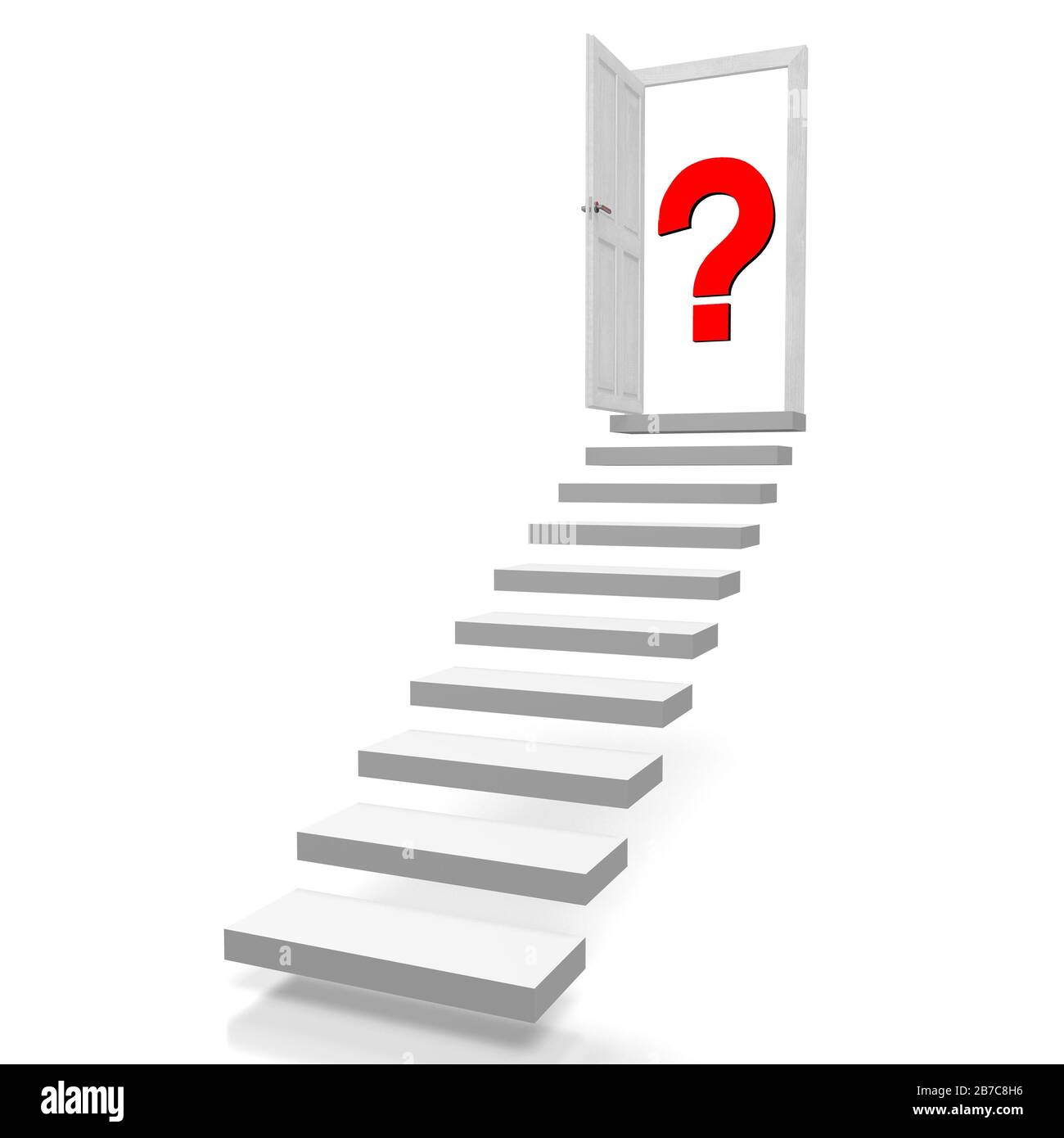 3D door, question mark concept Stock Photo - Alamy