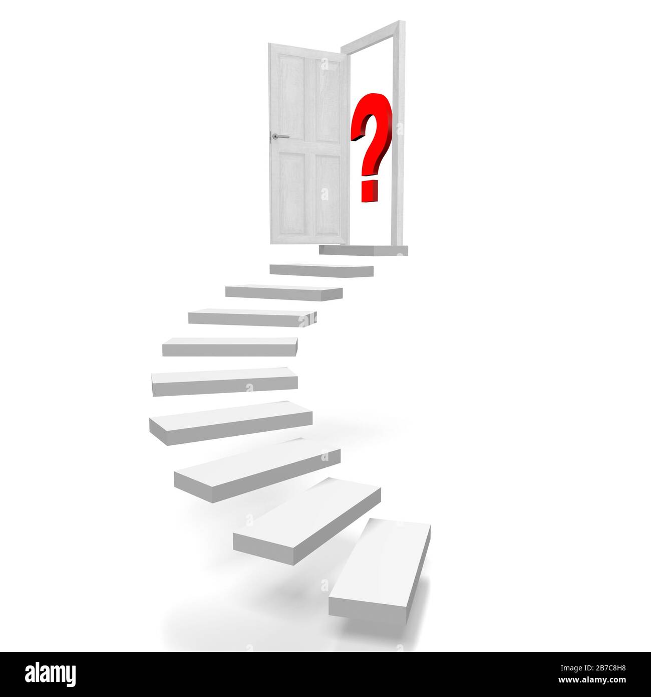 3D door, question mark concept Stock Photo - Alamy
