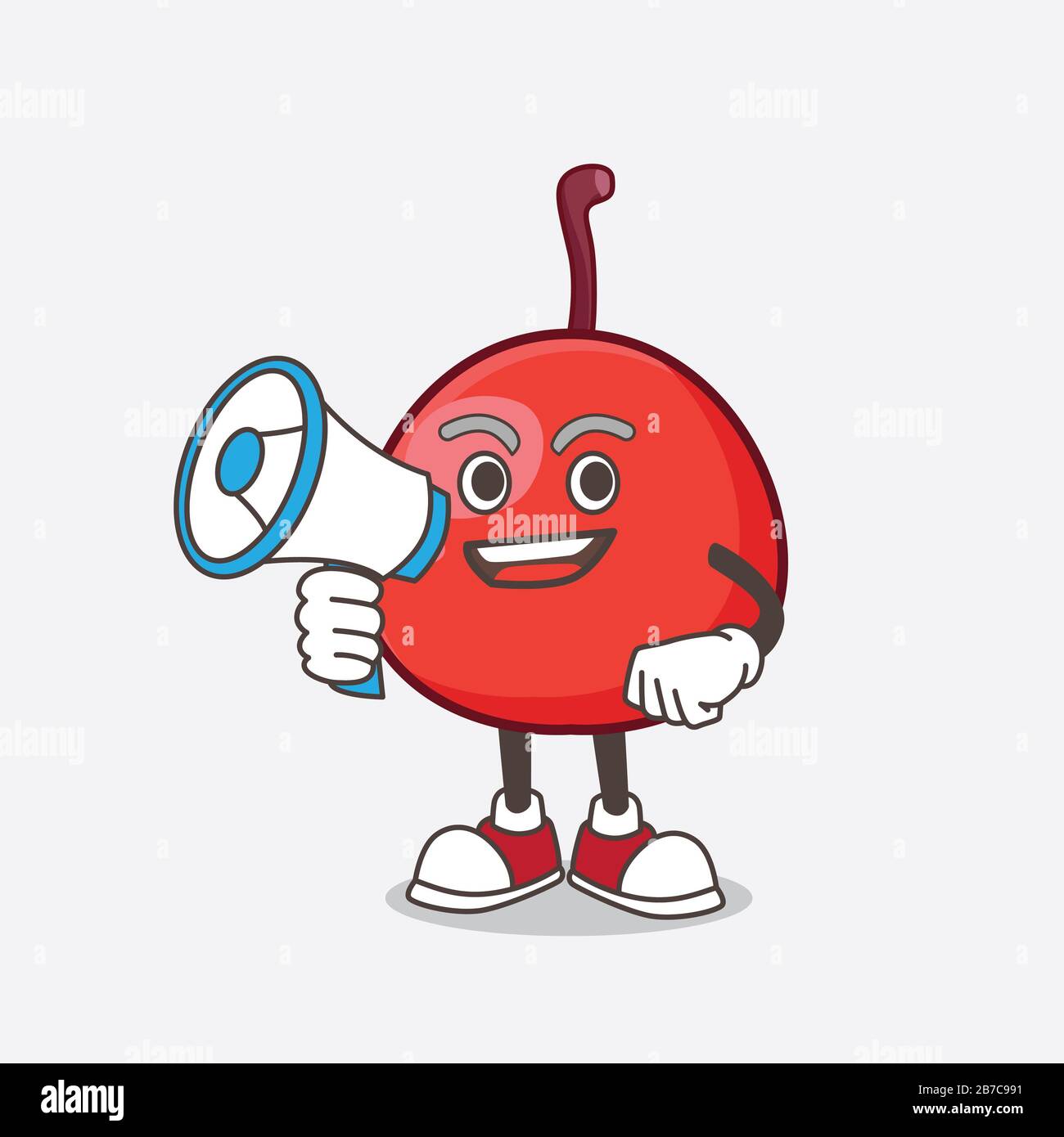 A picture of Red Berry cartoon mascot character holding a megaphone ...