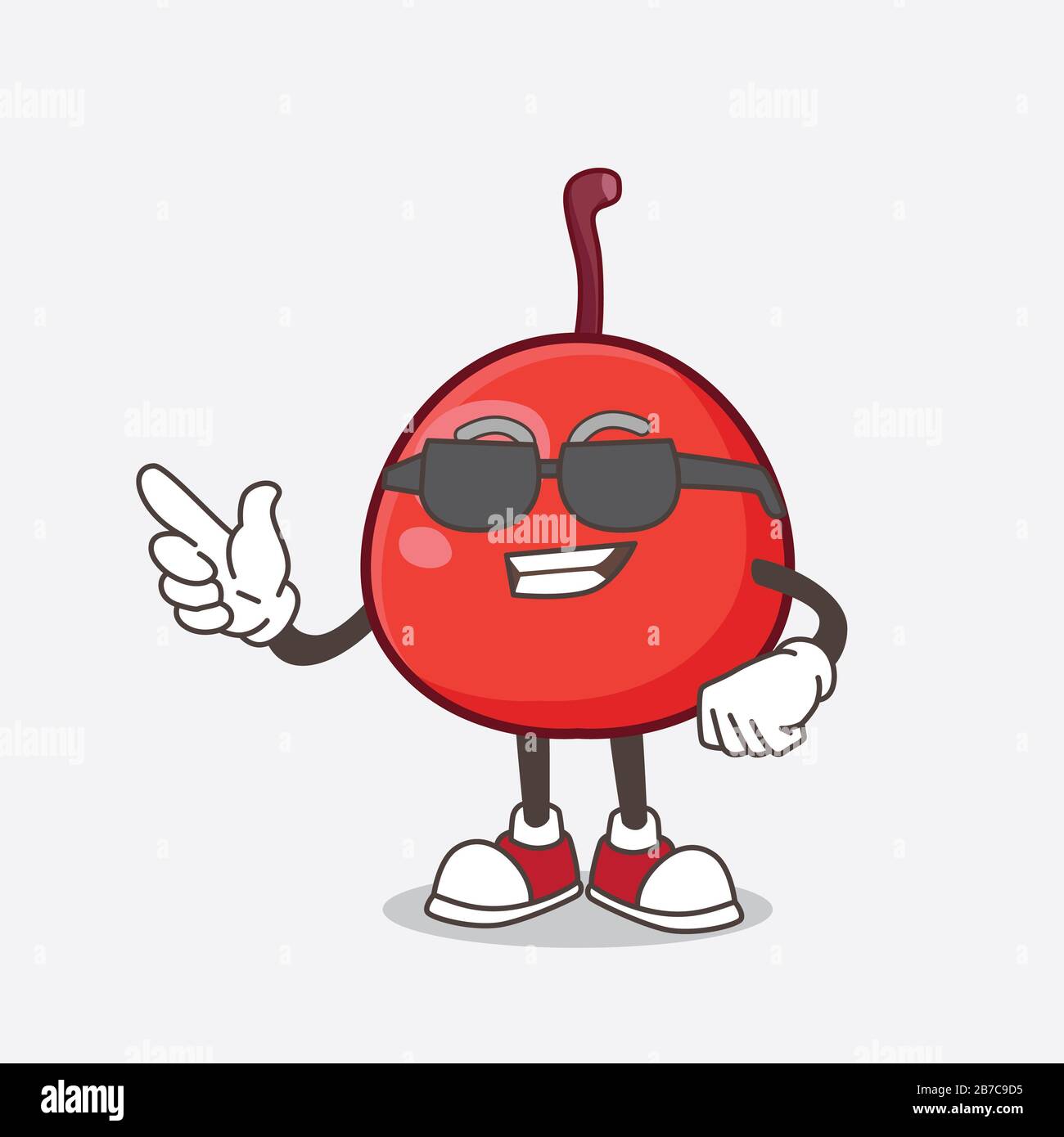 A picture of Red Berry cartoon mascot character wearing black glasses ...