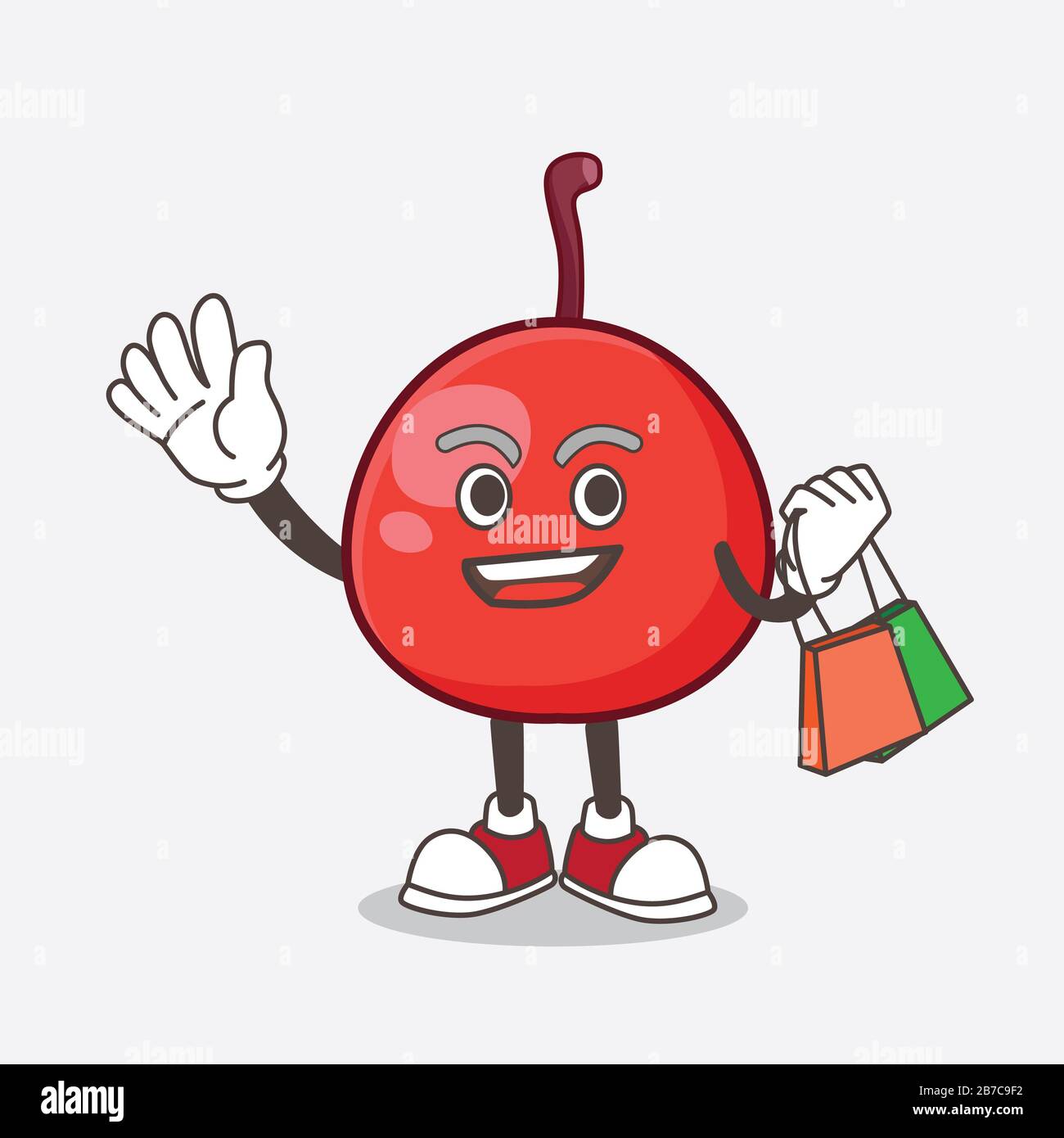 A picture of Red Berry cartoon mascot character waving and holding ...