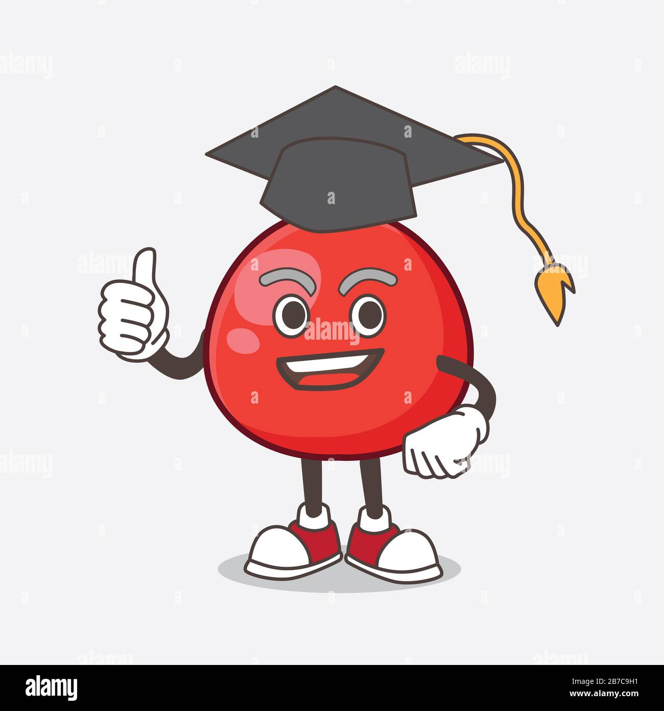 A picture of Red Berry cartoon mascot character in a black Graduation ...