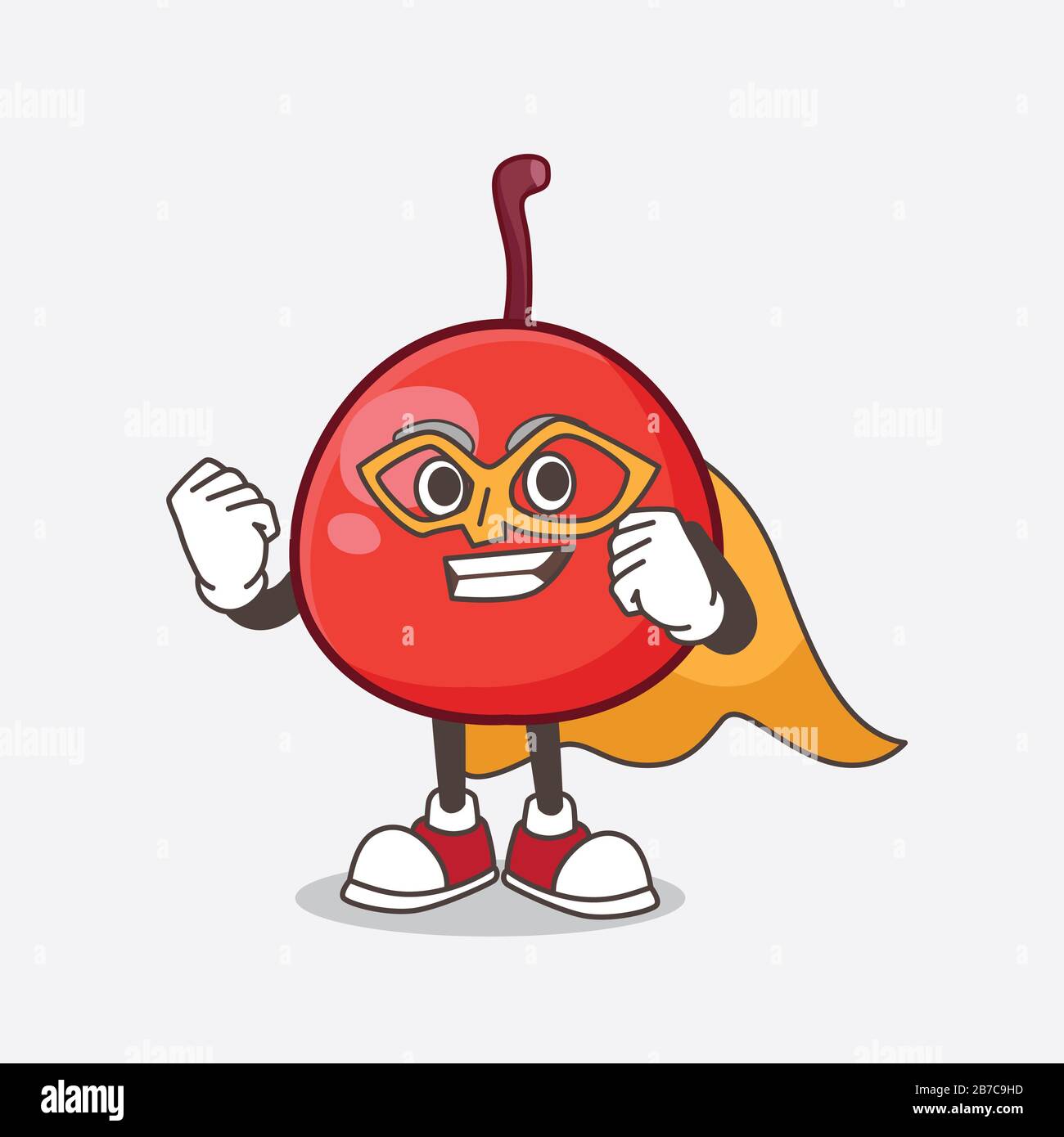 A picture of Red Berry cartoon mascot character dressed as a Super hero ...