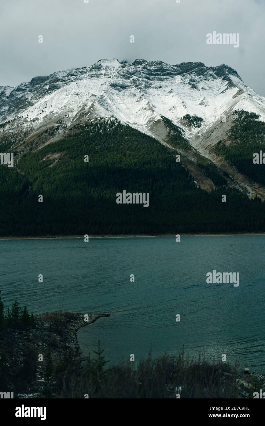 Serene sunrise at the Spray Lakes Reservoir is a reservoir in Alberta ...