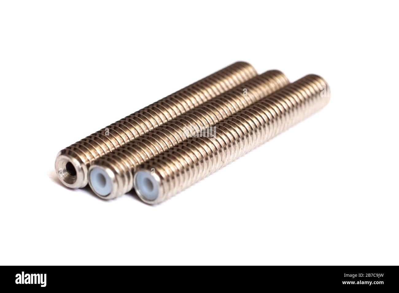 Metal tube with thread isolated on white background Stock Photo - Alamy