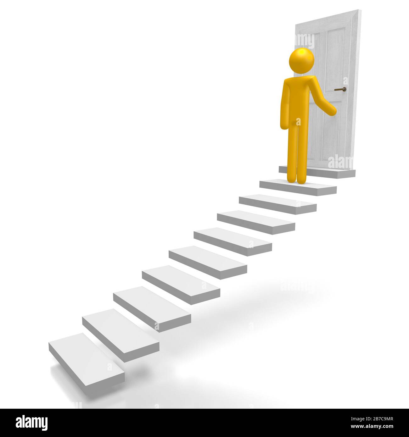 3D cartoon character, steps, door Stock Photo - Alamy
