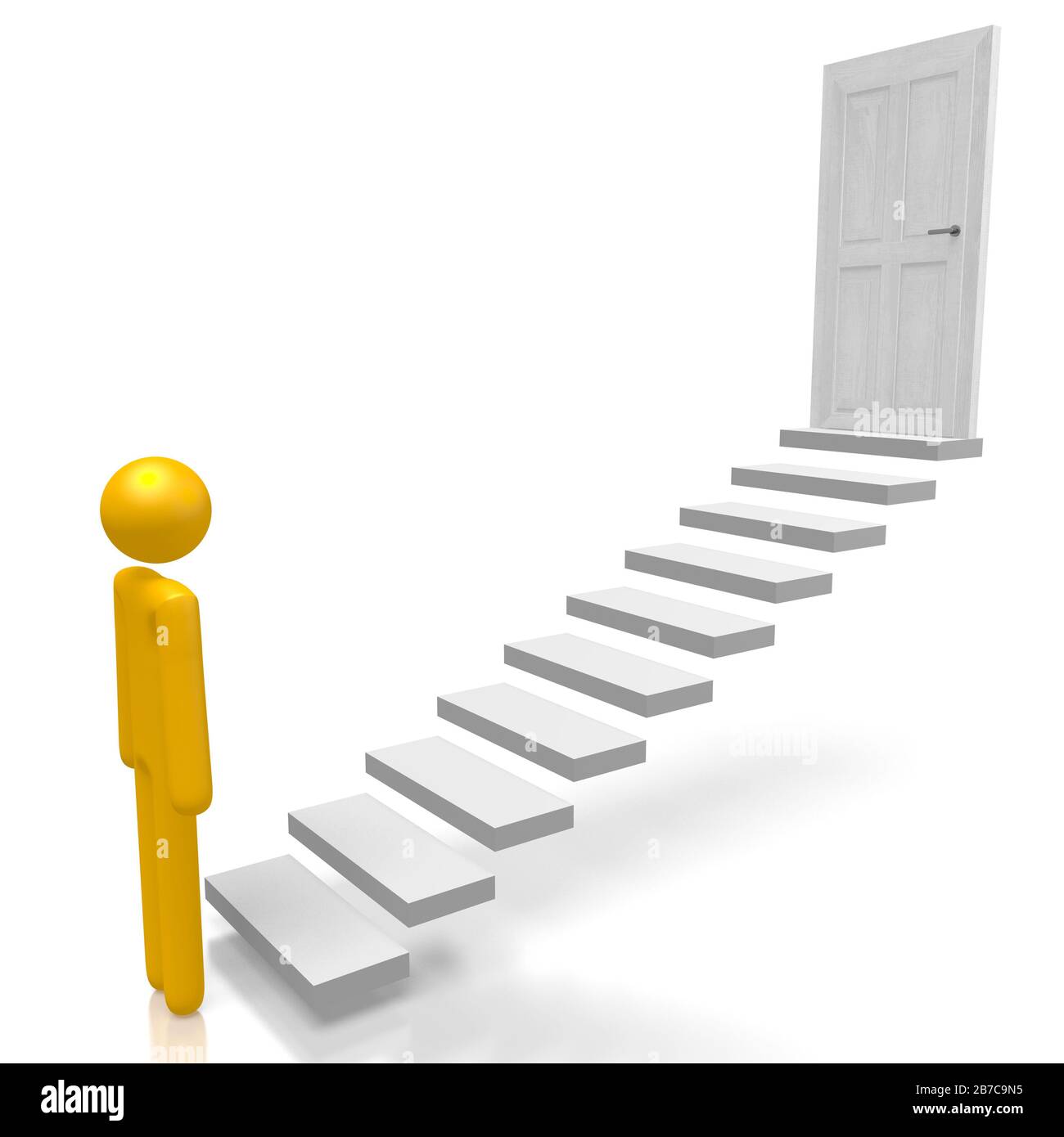 3D cartoon character, steps, door Stock Photo - Alamy