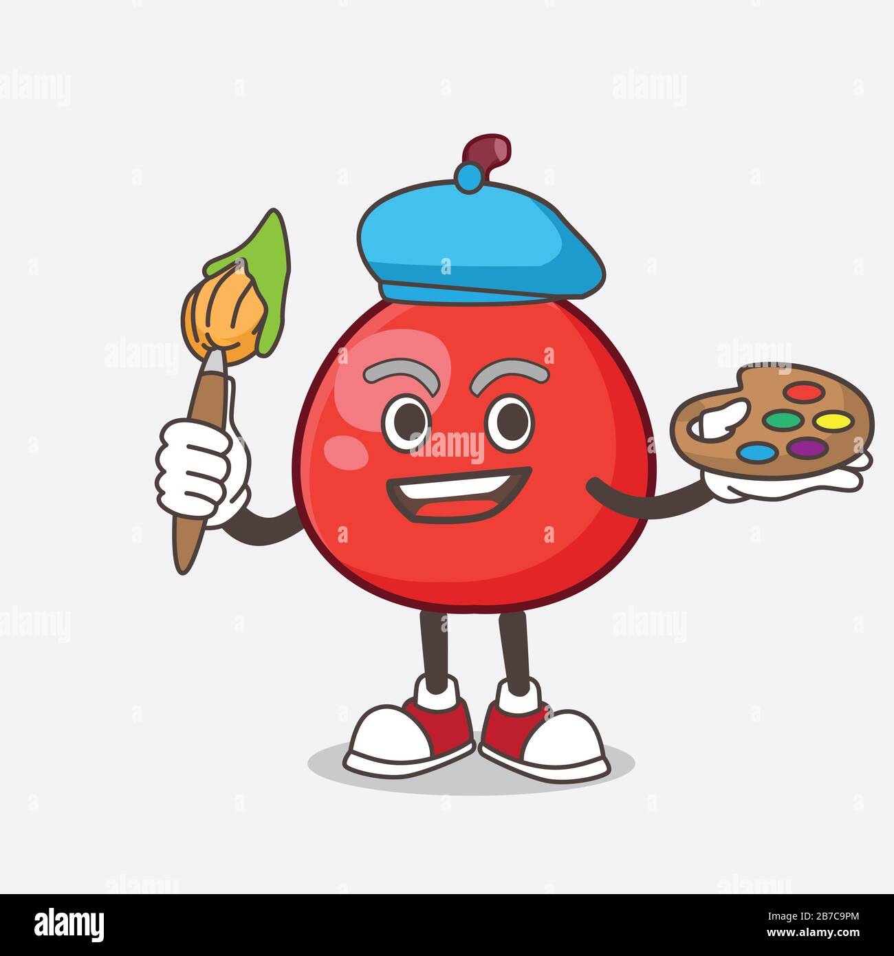 A picture of Red Berry cartoon mascot character painter style with art ...