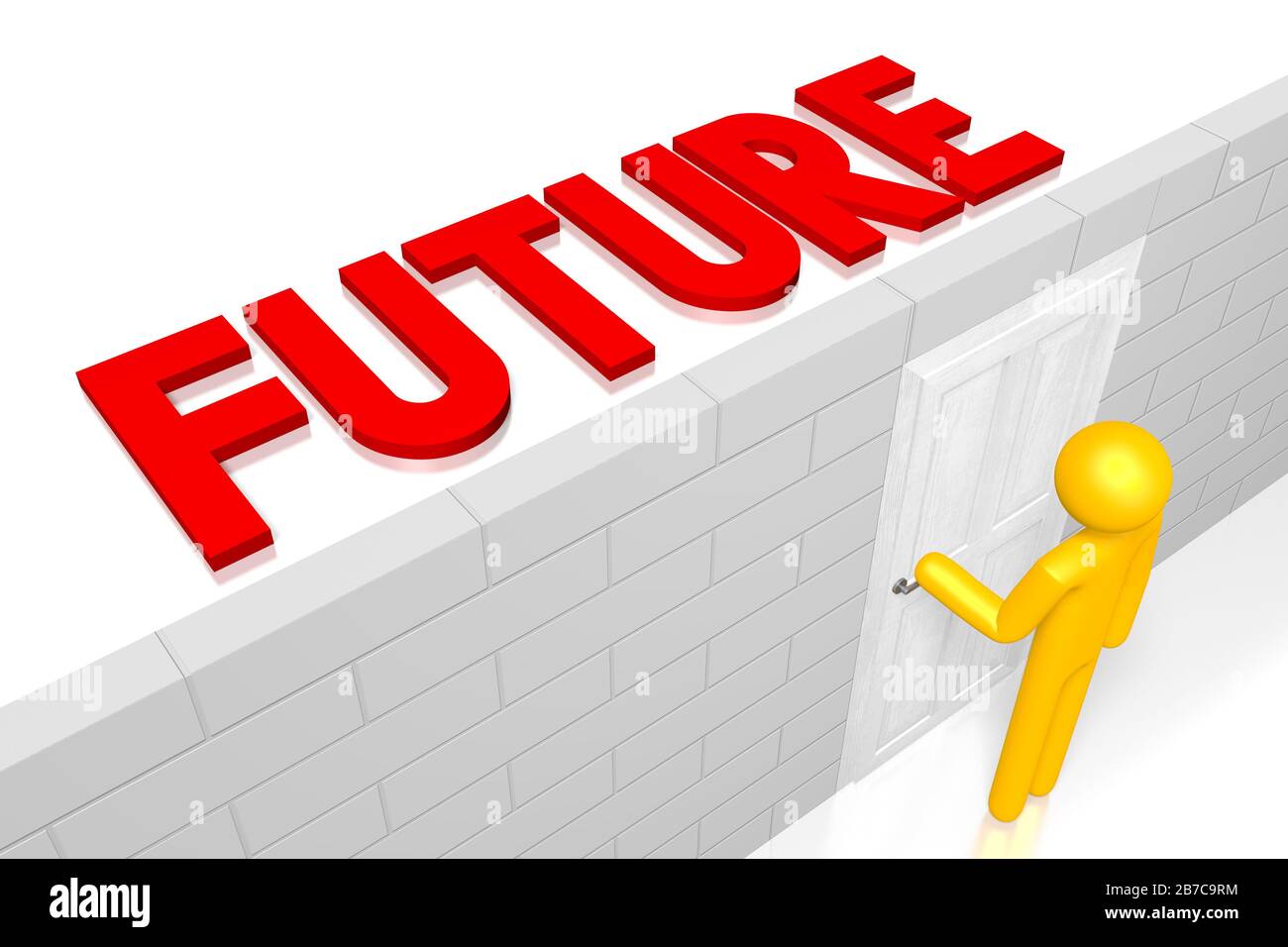 3D wall, door - future concept Stock Photo - Alamy