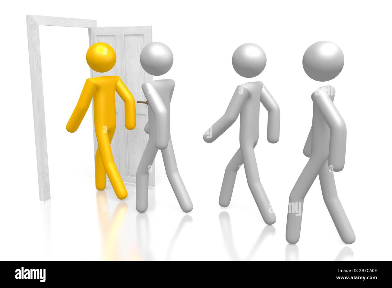 Cartoon man entering door illustration Cut Out Stock Images & Pictures ...