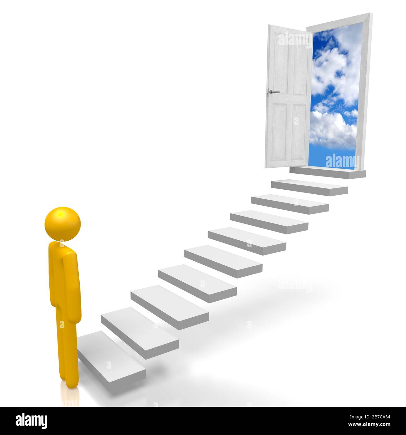 3D cartoon character, steps, door - future concept Stock Photo - Alamy