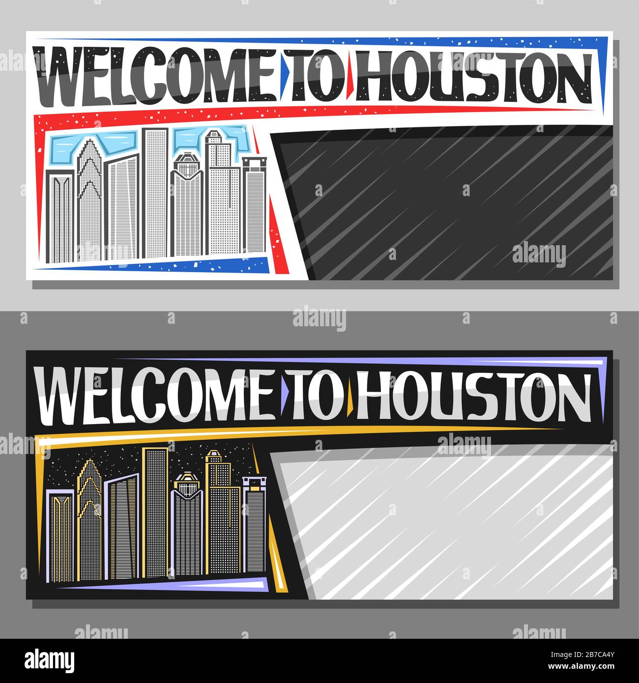 Vector layouts for Houston with copy space, voucher with line ...