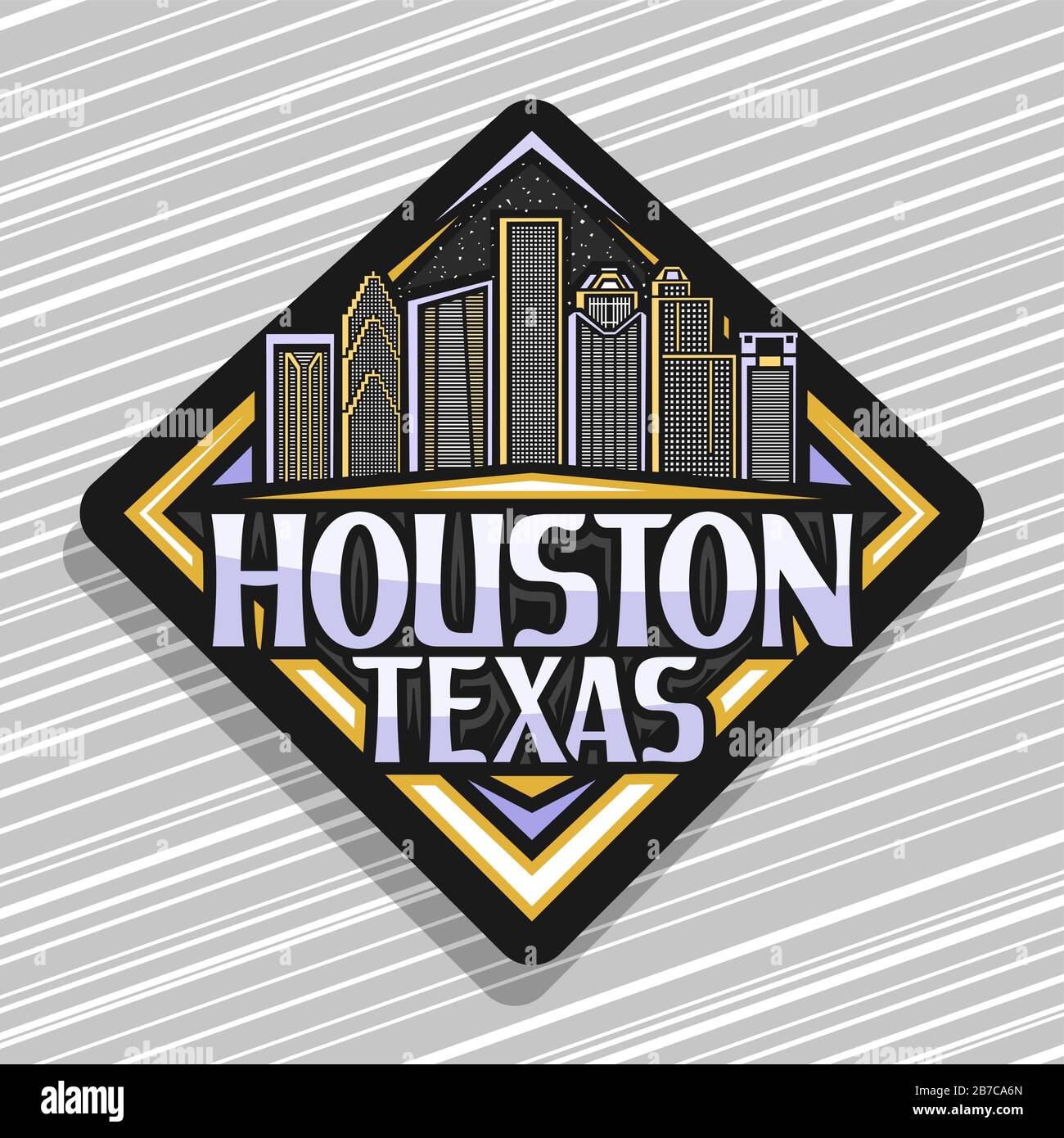 Vector logo for Houston, black decorative rhombus sticker with ...