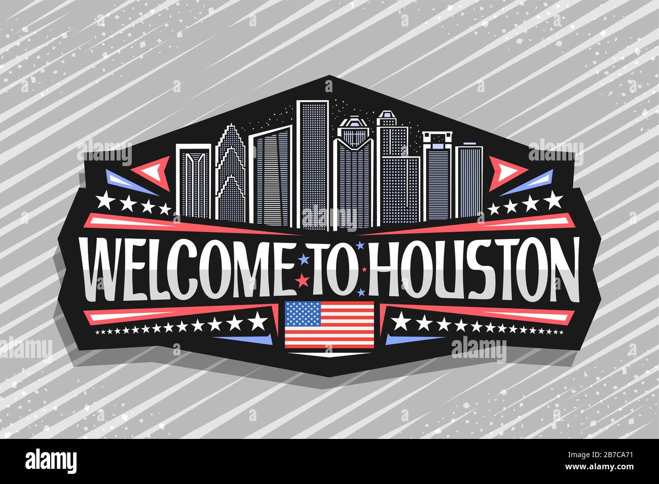 Vector logo for Houston, black decorative badge with line illustration ...