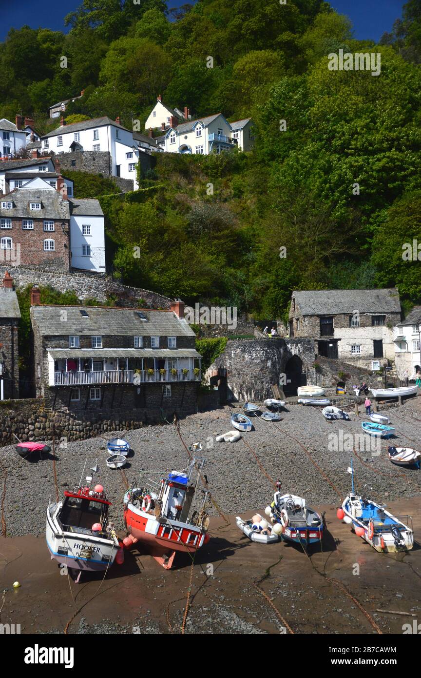 Fishing Boats Tied up at Low Tide in the Harbour in the Village of ...