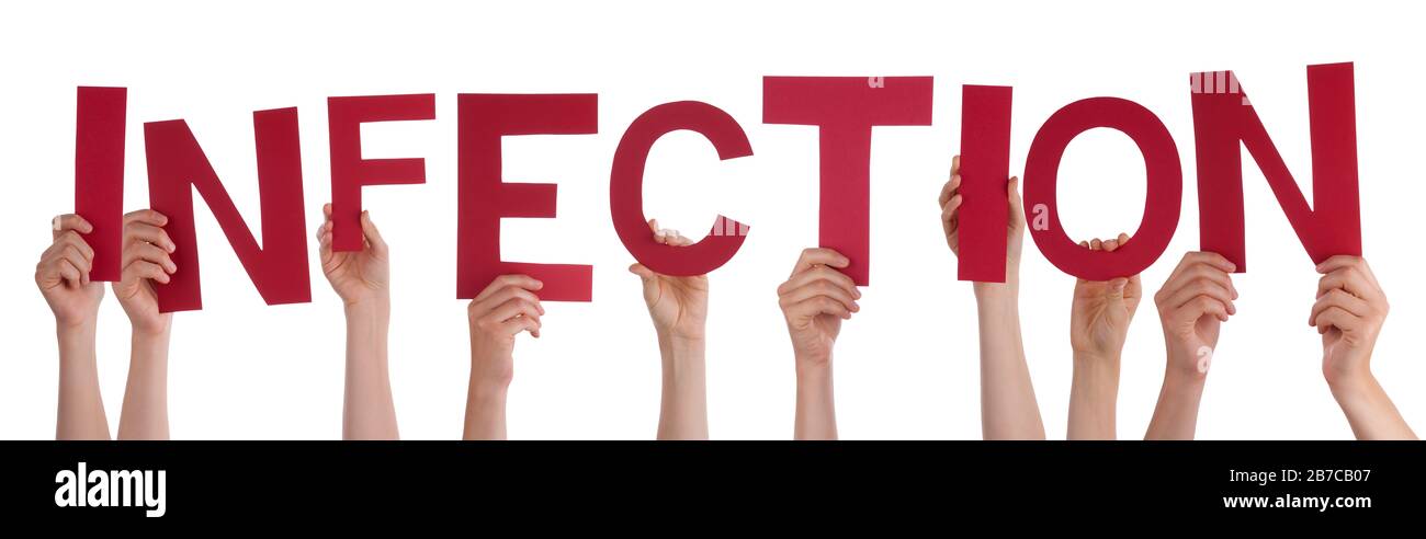 People Hands Holding Word Infection, Isolated Background Stock Photo ...