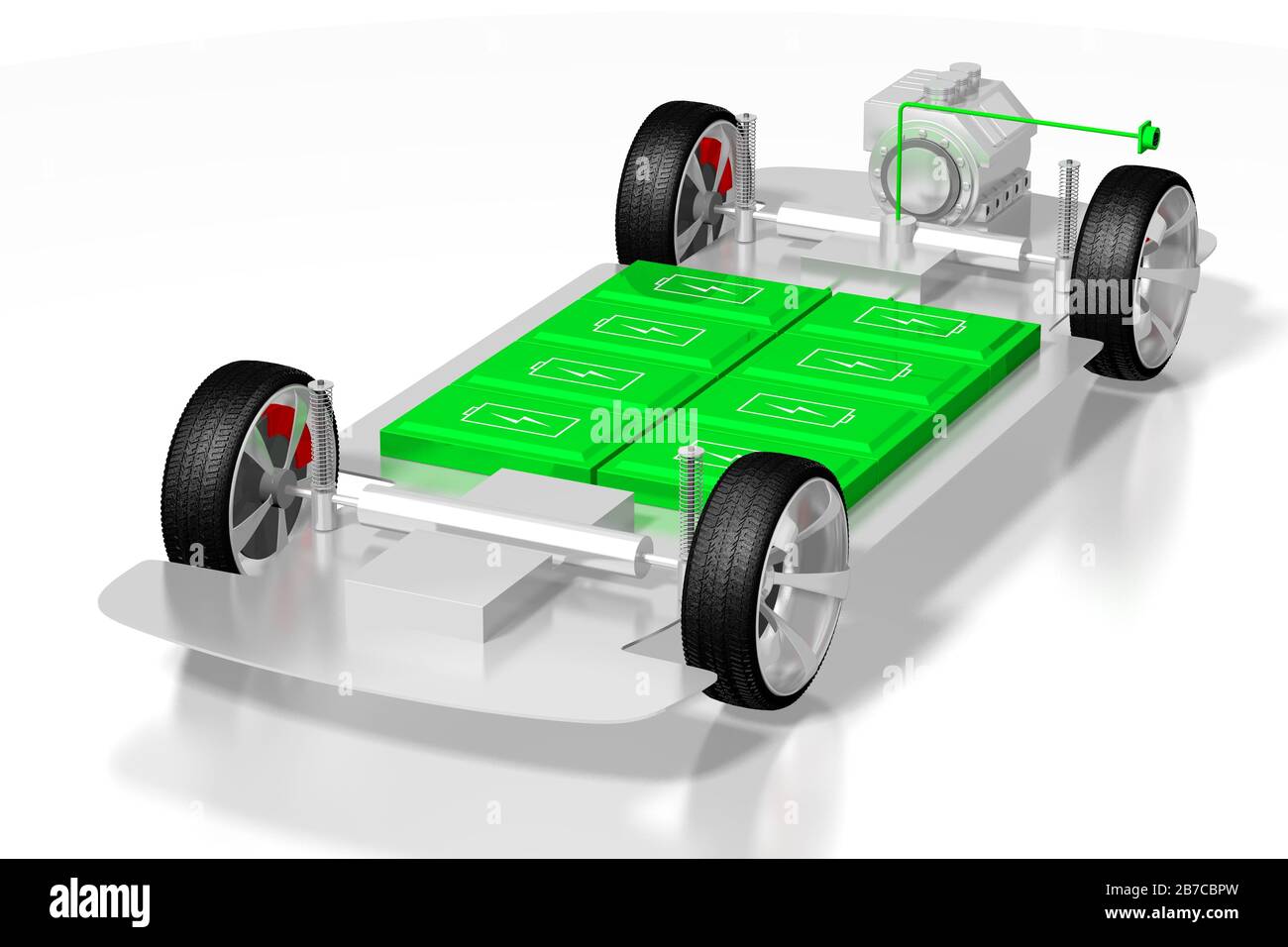 Electric car/ electric vehicle - e-mobility concept. 3D rendering Stock ...