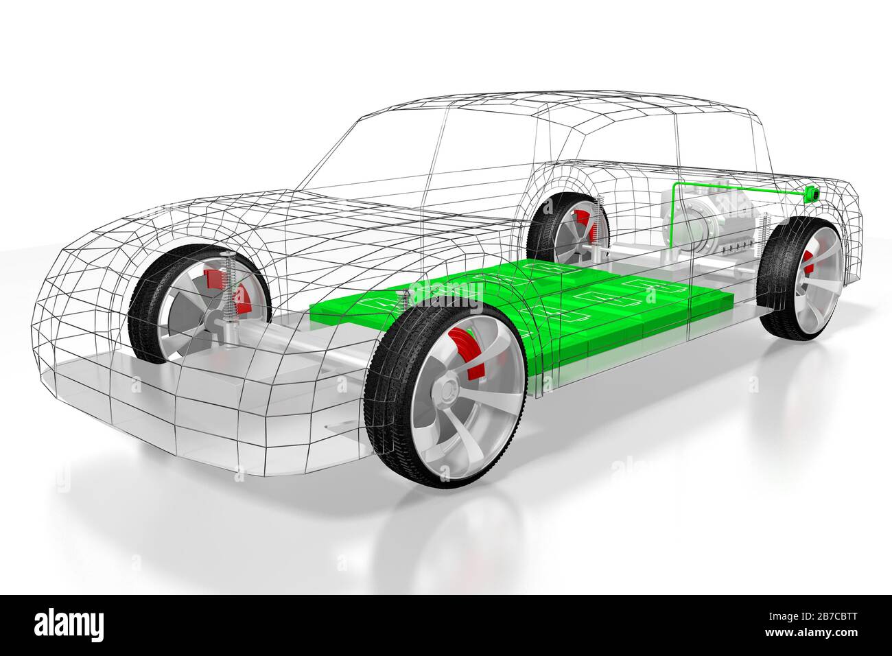 Electric car/ electric vehicle - e-mobility concept. 3D rendering Stock ...