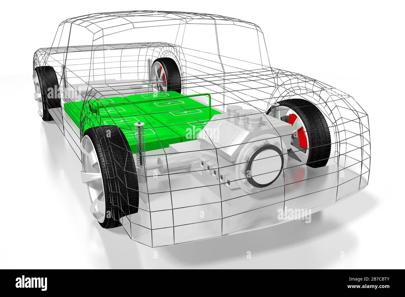 Electric car/ electric vehicle - e-mobility concept. 3D rendering Stock ...