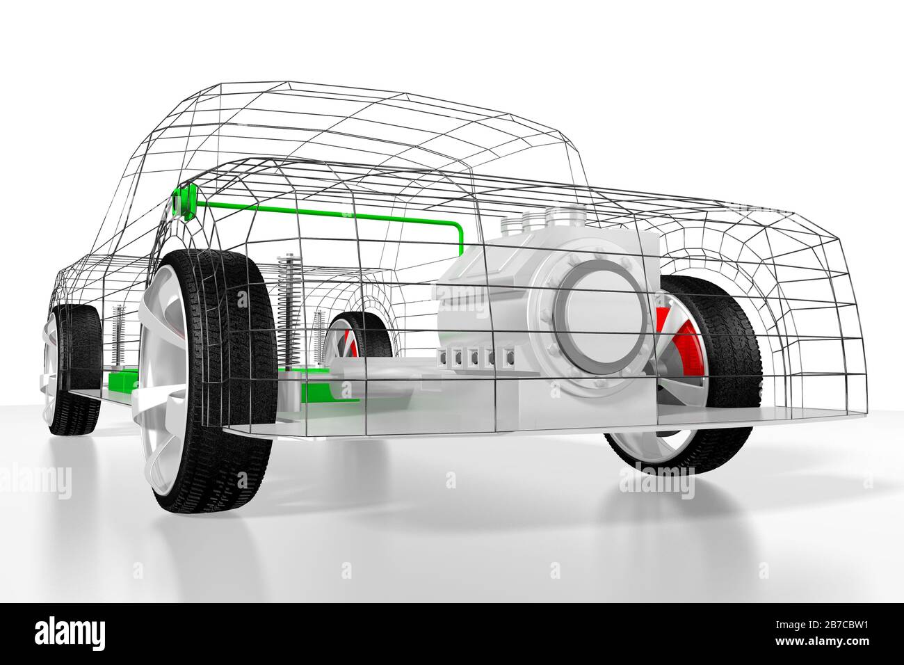 Electric car/ electric vehicle - e-mobility concept. 3D rendering Stock ...